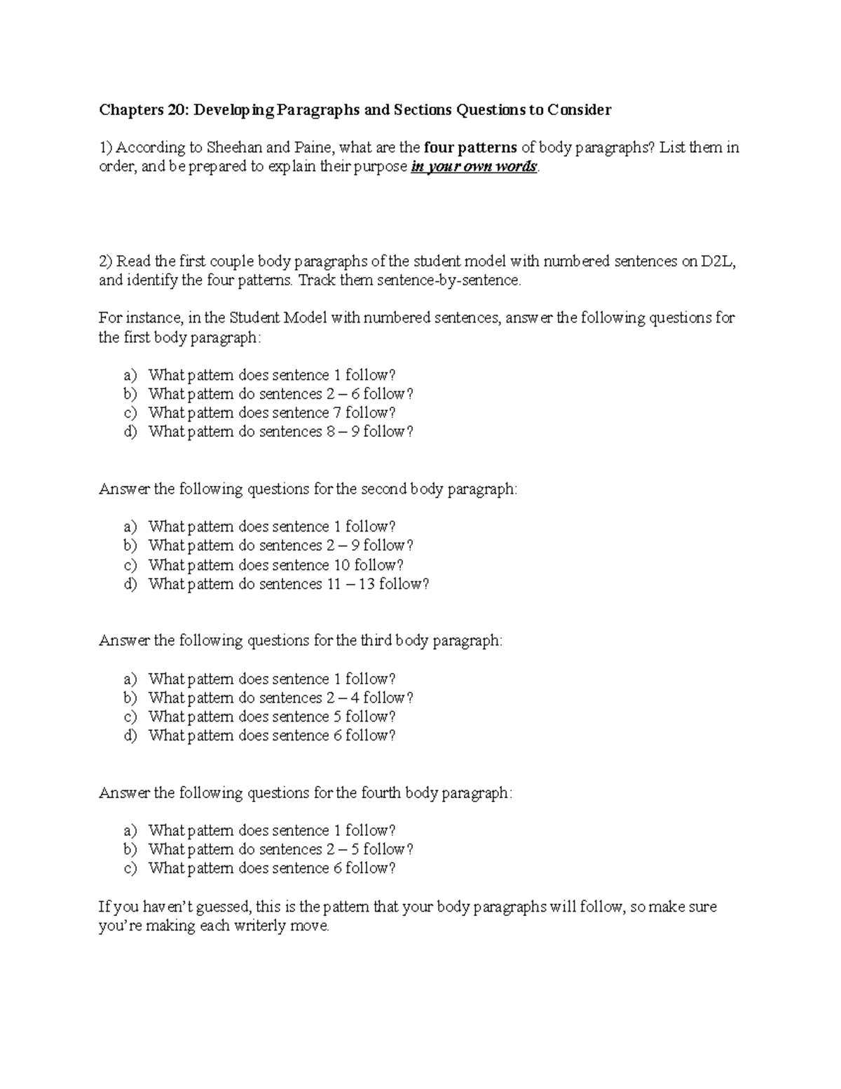 Chapter 20 Questions to Consider - Chapters 20: Developing Paragraphs ...