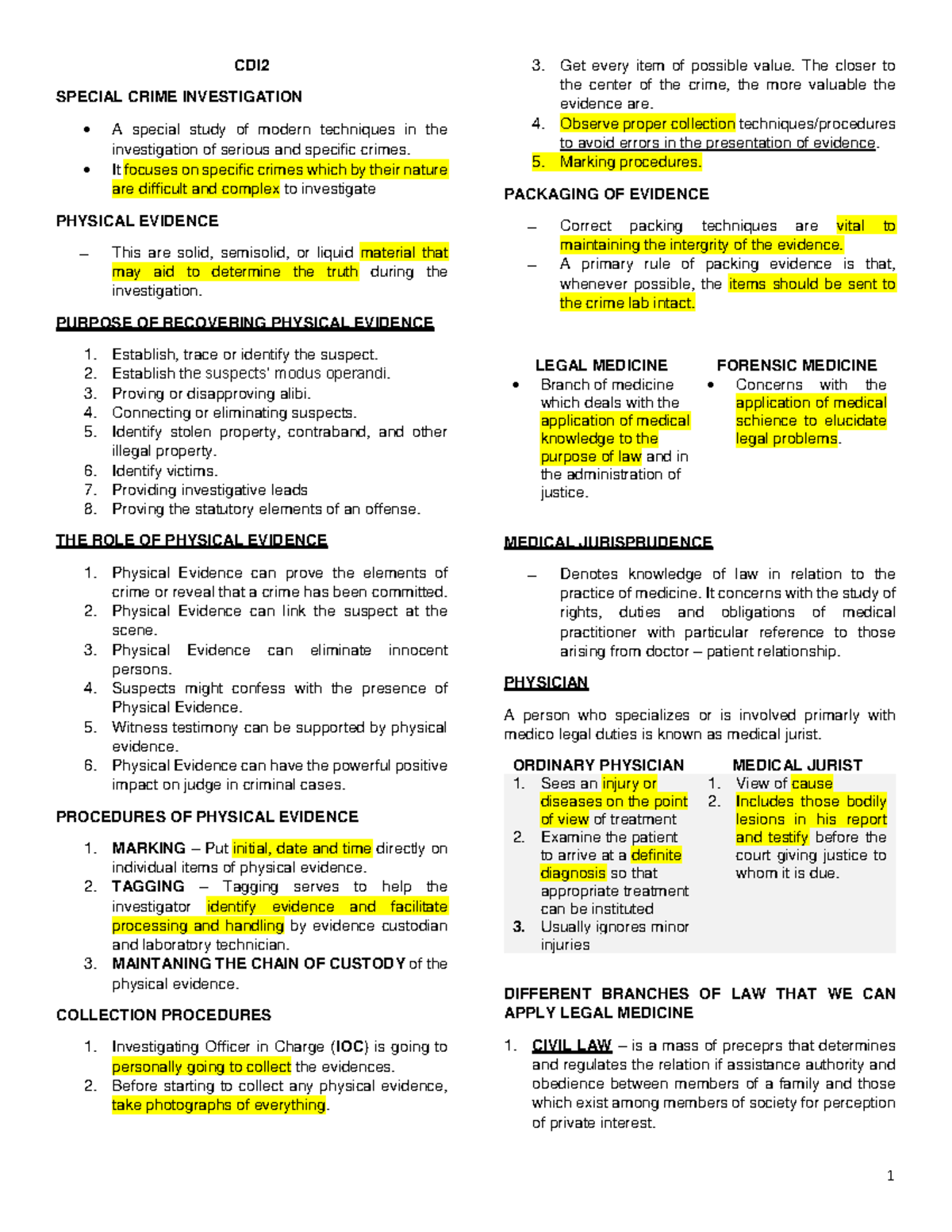 CDI2 - CDI SPECIAL CRIME INVESTIGATION A special study of modern ...