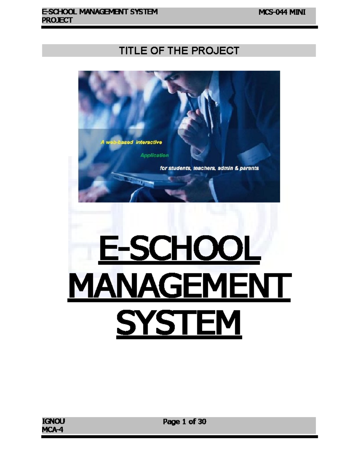 E-School Management System - E-SCHOOL MANAGEMENT SYSTEM PROJECT MCS ...