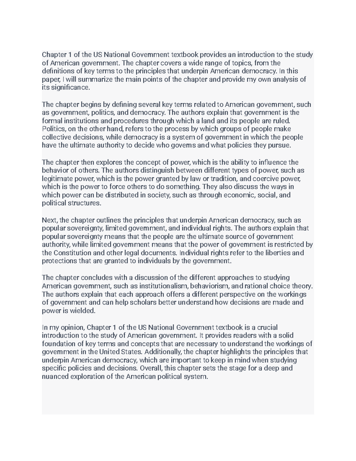 US National Government - The chapter covers a wide range of topics ...