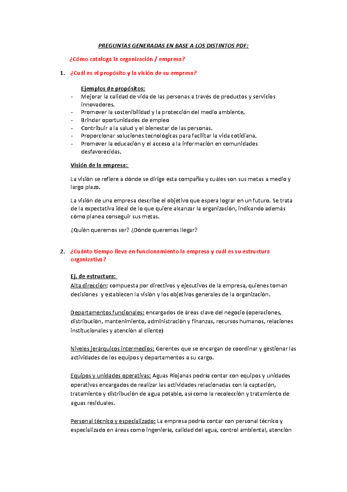 Preguntas empresa - PREGUNTAS GENERADAS EN BASE A LOS DISTINTOS PDF ...