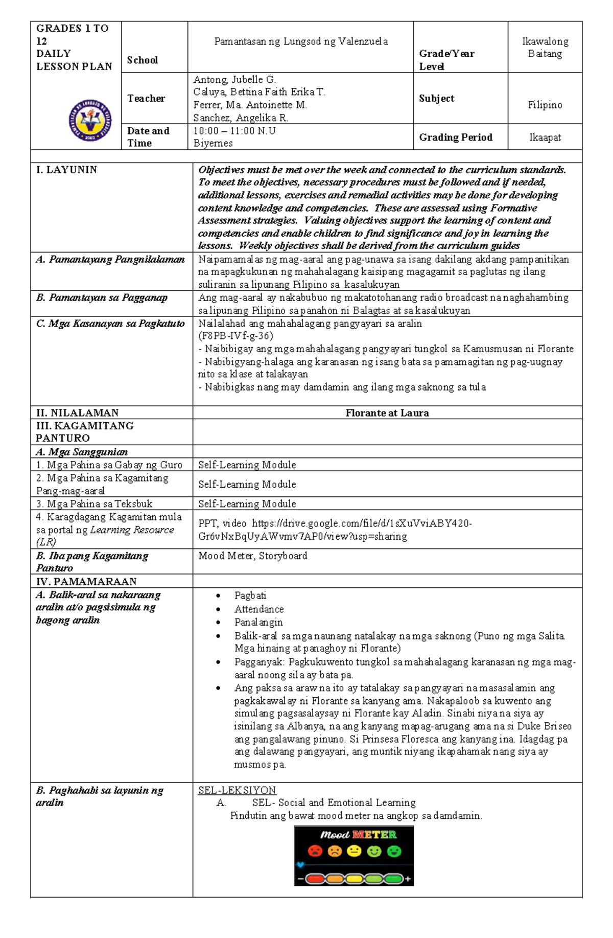 DLP - GRADES 1 TO 12 DAILY LESSON PLAN School Pamantasan ng Lungsod ng ...