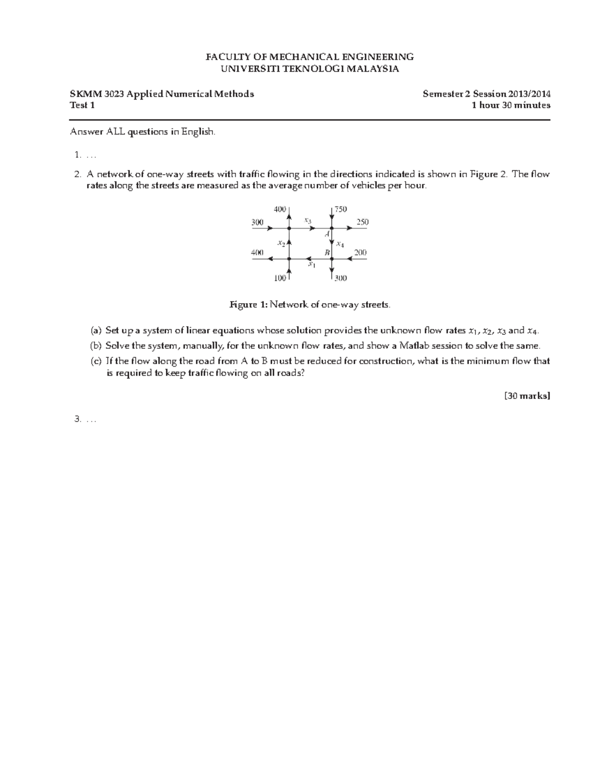 Test 1 Applied Numerical Method 2014 Answer - FACULTY OF MECHANICAL ...