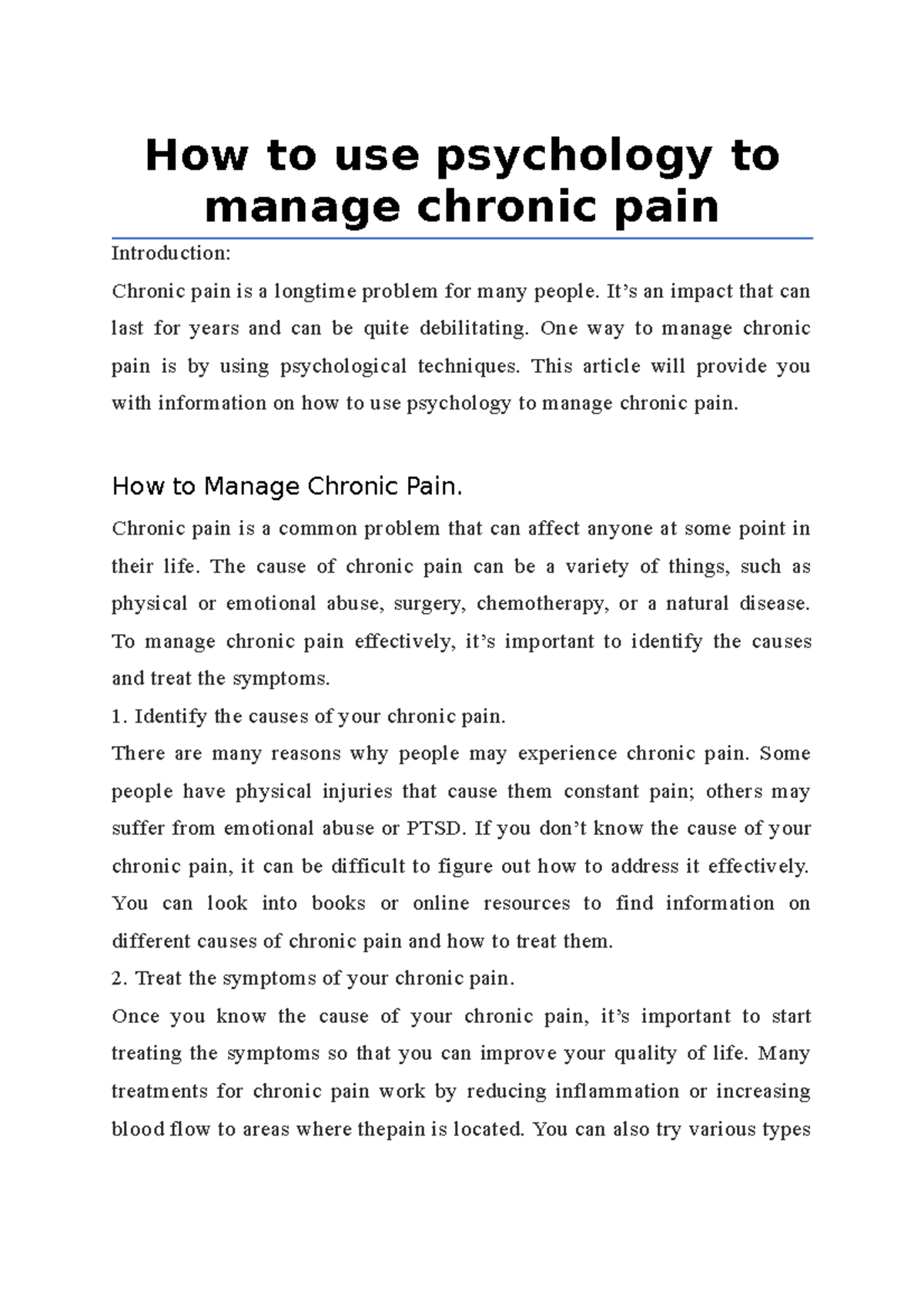 How to use psychology to manage chronic pain - How to use psychology to ...