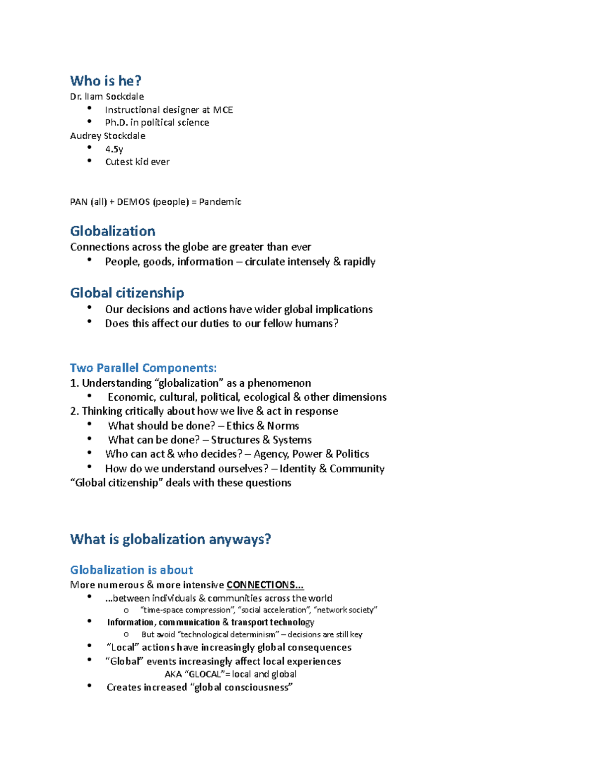 Global Midterm review - Who is he? Dr. lIam Sockdale Instructional ...