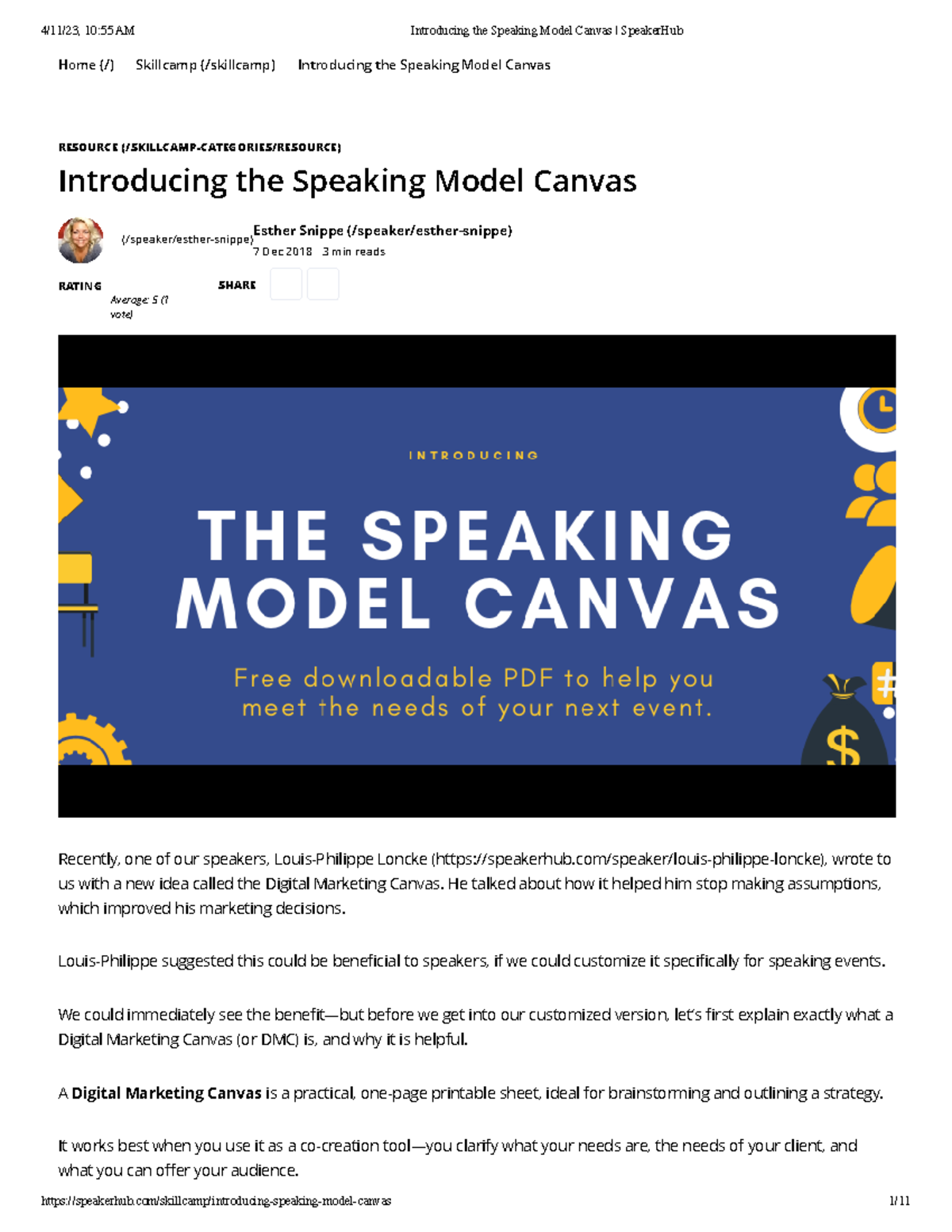 Introducing the Speaking Model Canvas Speaker Hub - RESOURCE ...