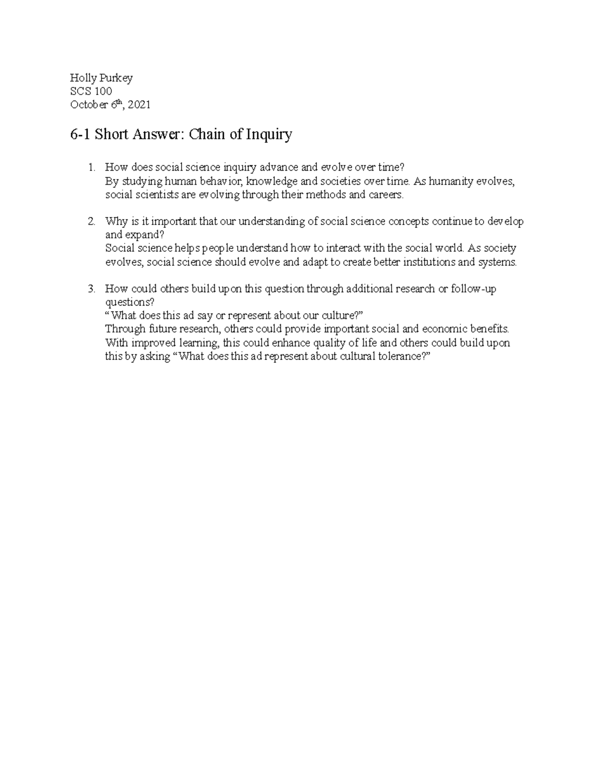 6-1 Short Answer: Chain of Inquiry - SCS 100 - SNHU - Studocu