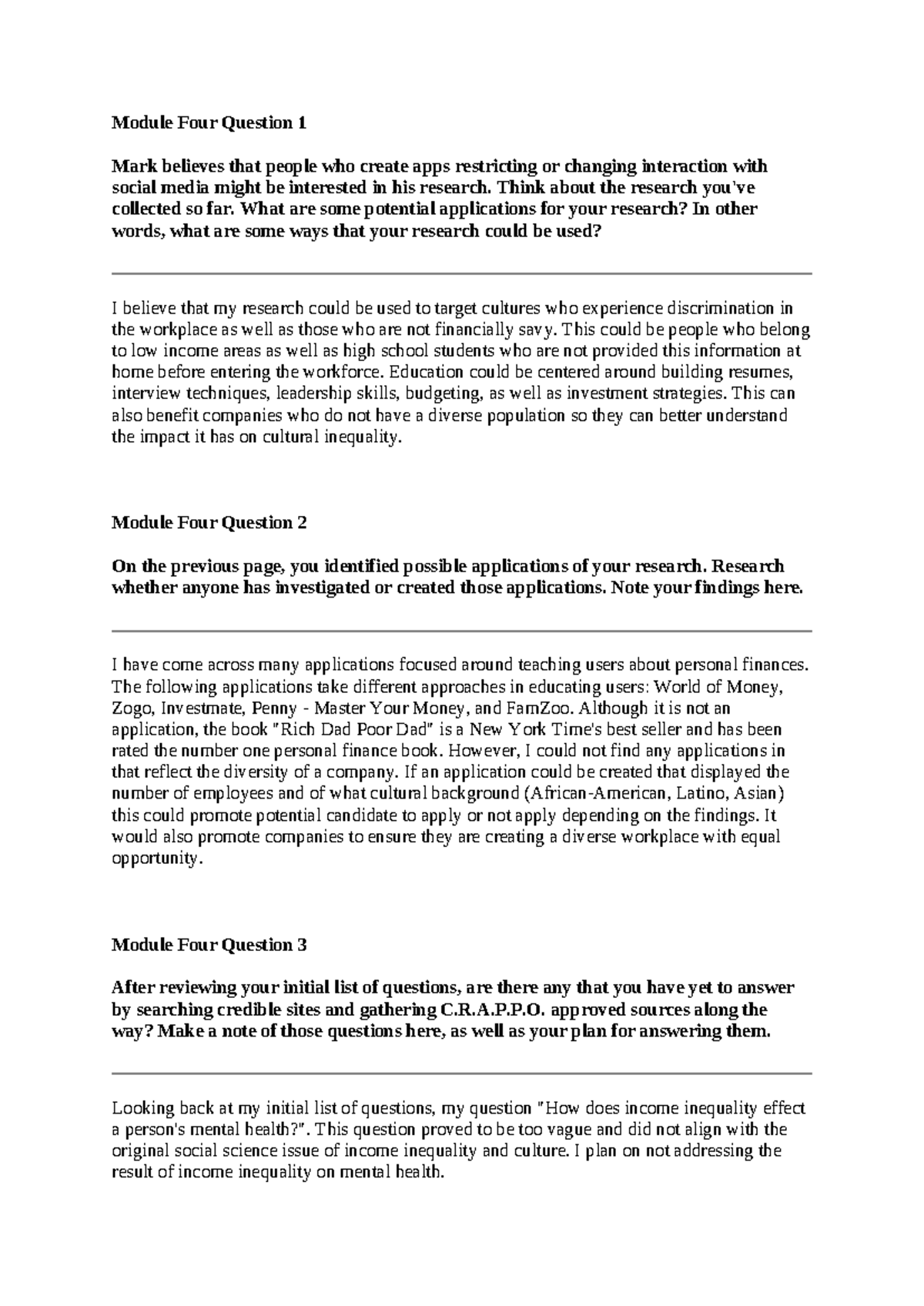Module 4 Short Responses - Module Four Question 1 Mark believes that ...