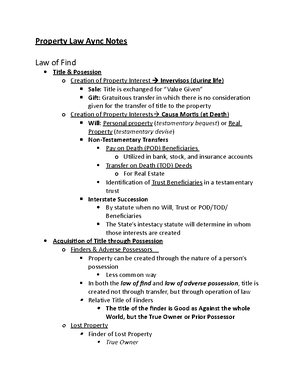 Property Outline copy - Property Law Outline SUBSEQUENT POSSESSION ...