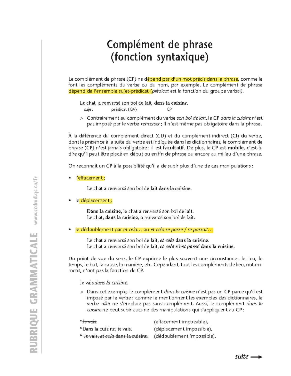 3 complement de phrase - cours complet - FRA 1903 - UdeM - Studocu
