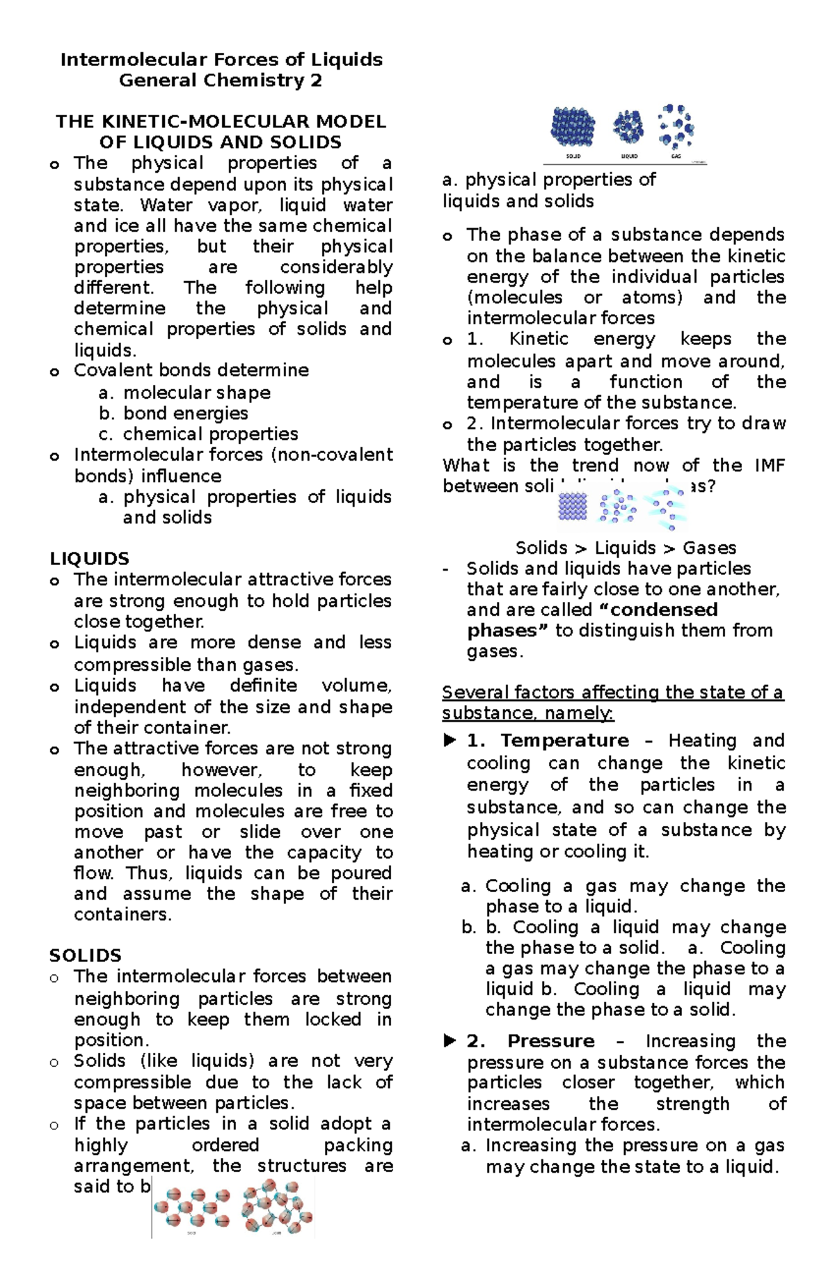 General Chemistry Handouts - Intermolecular Forces of Liquids General ...