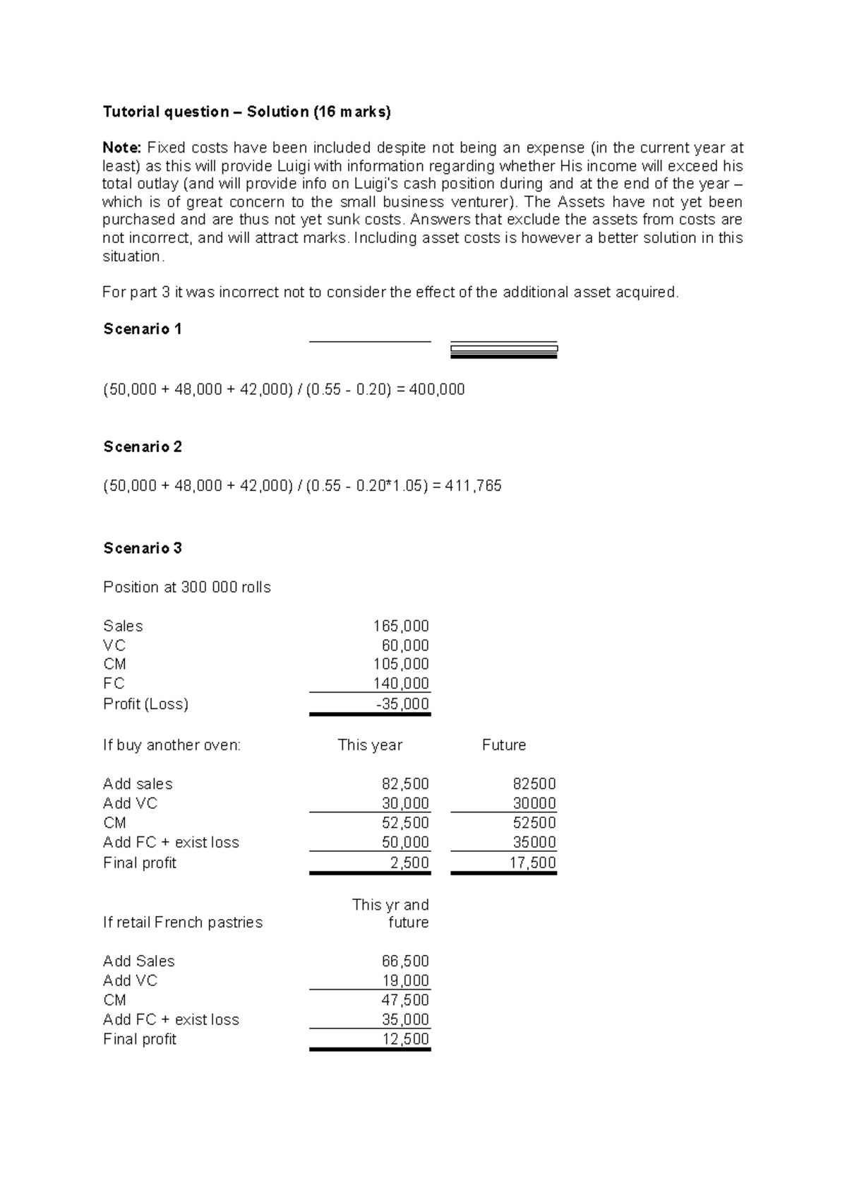 Mac 234 2022 CVP Tutorial question solution 2 - Tutorial question ...