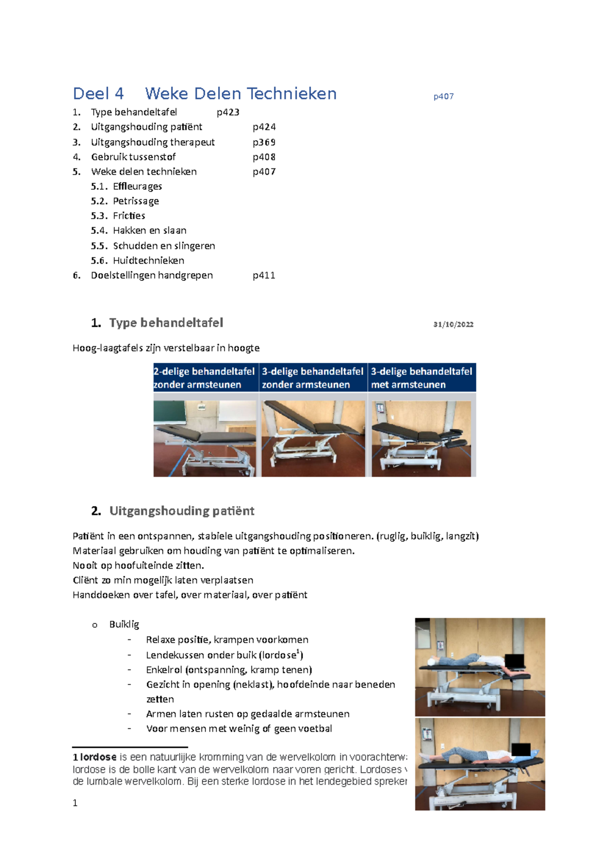 4. Weke Delen Technieken - Effleurages 5. Petrissage 5. Fricties 5 ...