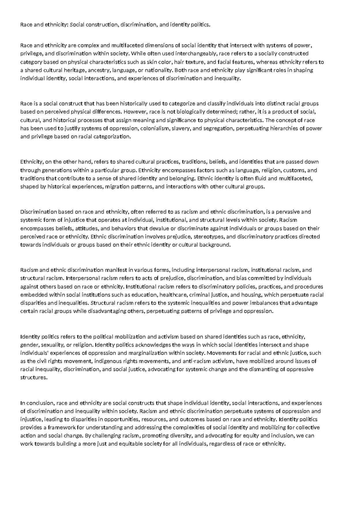Race and ethnicity - Brief description about - Race and ethnicity ...