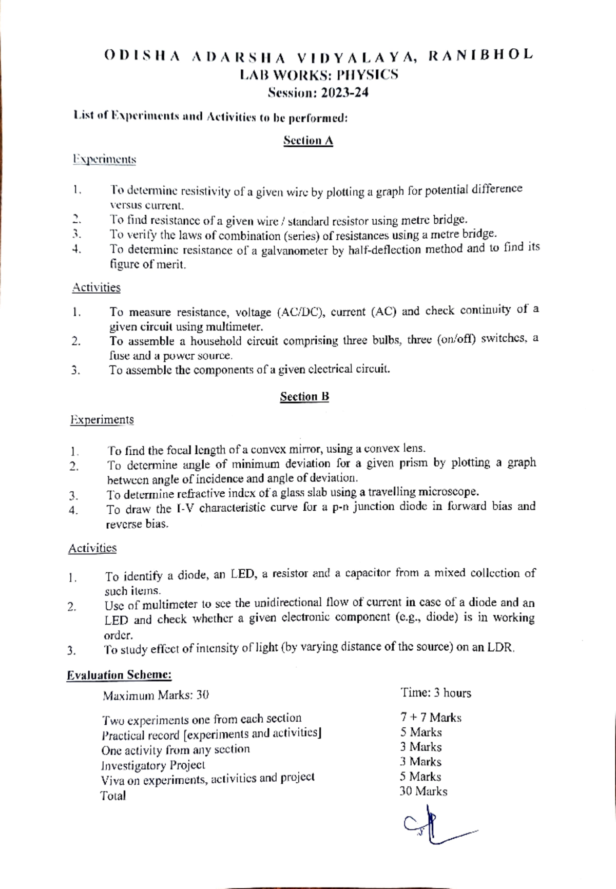 Practicals and activities-XII 2023-24 - ENperinents 1, List of ENperiments and Activities to be ...