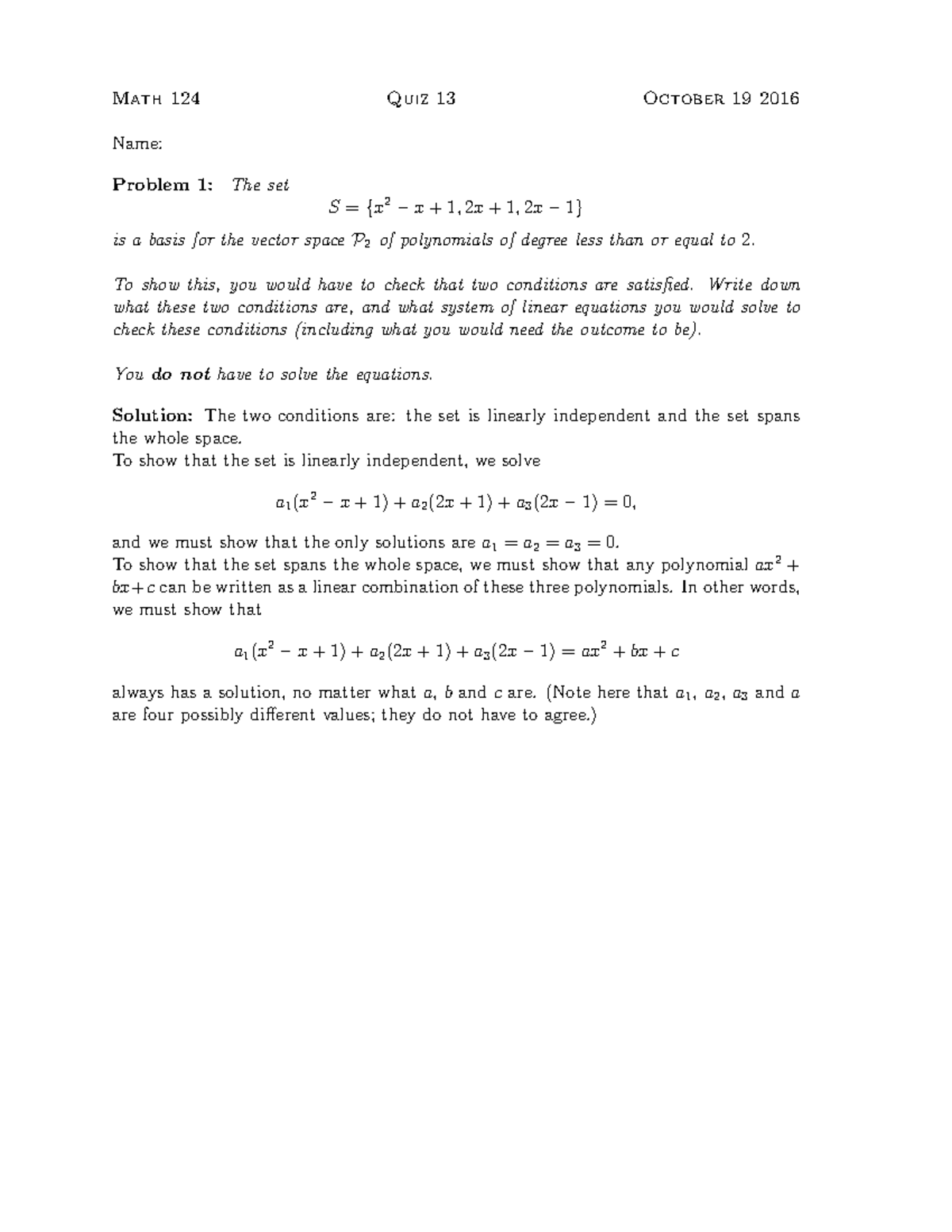 MATH124 2016-2017 Quiz 13 - Questions & Answers - Math 124 Quiz 13 ...