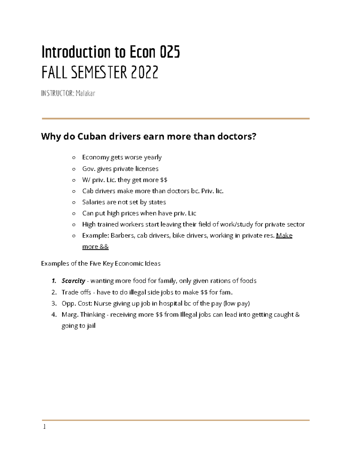 Week 1 - Assignment from week one on cuban cars - Introduction to Econ ...