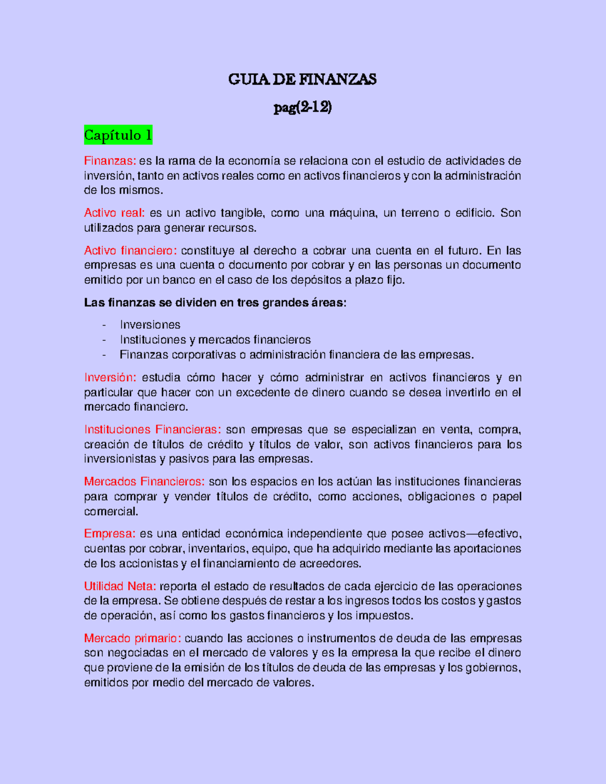 GUIA-DE- Finanzas - GUIA DE FINANZAS pag( 2 - 12 ) Capítulo 1 Finanzas ...