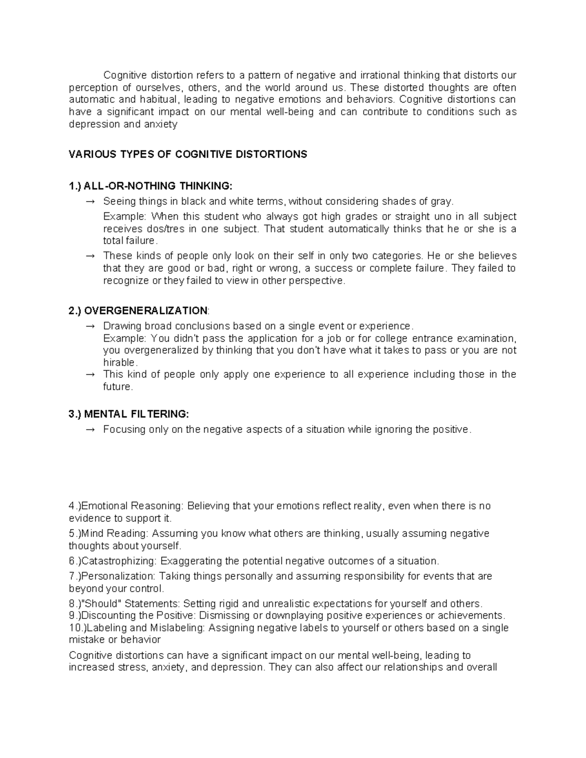Aprilone - hdfdfhd - Cognitive distortion refers to a pattern of ...