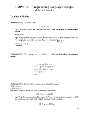 Practice 1 - tntg - CMPSC 461: Programming Language Concepts Practice Exam: Midterm 1 Problem 1 ...