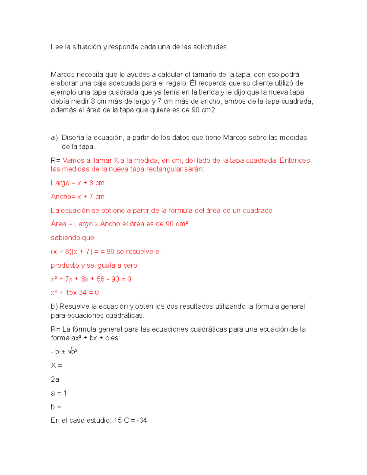 Tarea 2 actvidad de algebra - Lee la situación y responde cada una de ...