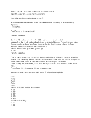 Week 3 Report - Separating Components of a Mixture - in-person Report Sheet From the procedure ...