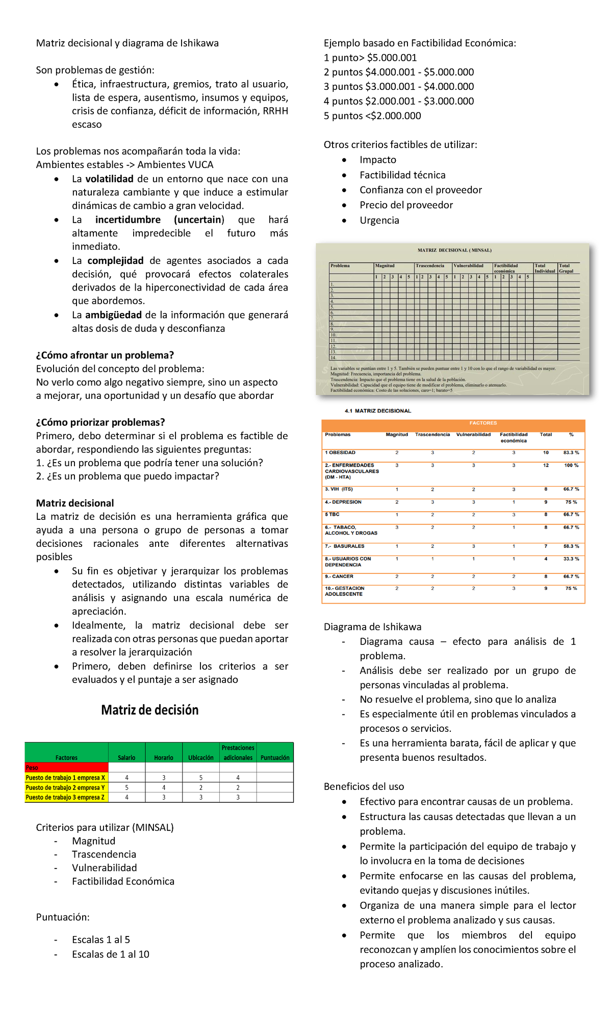 Matriz decisional y diagrama de Ishikawa - La incertidumbre (uncertain ...