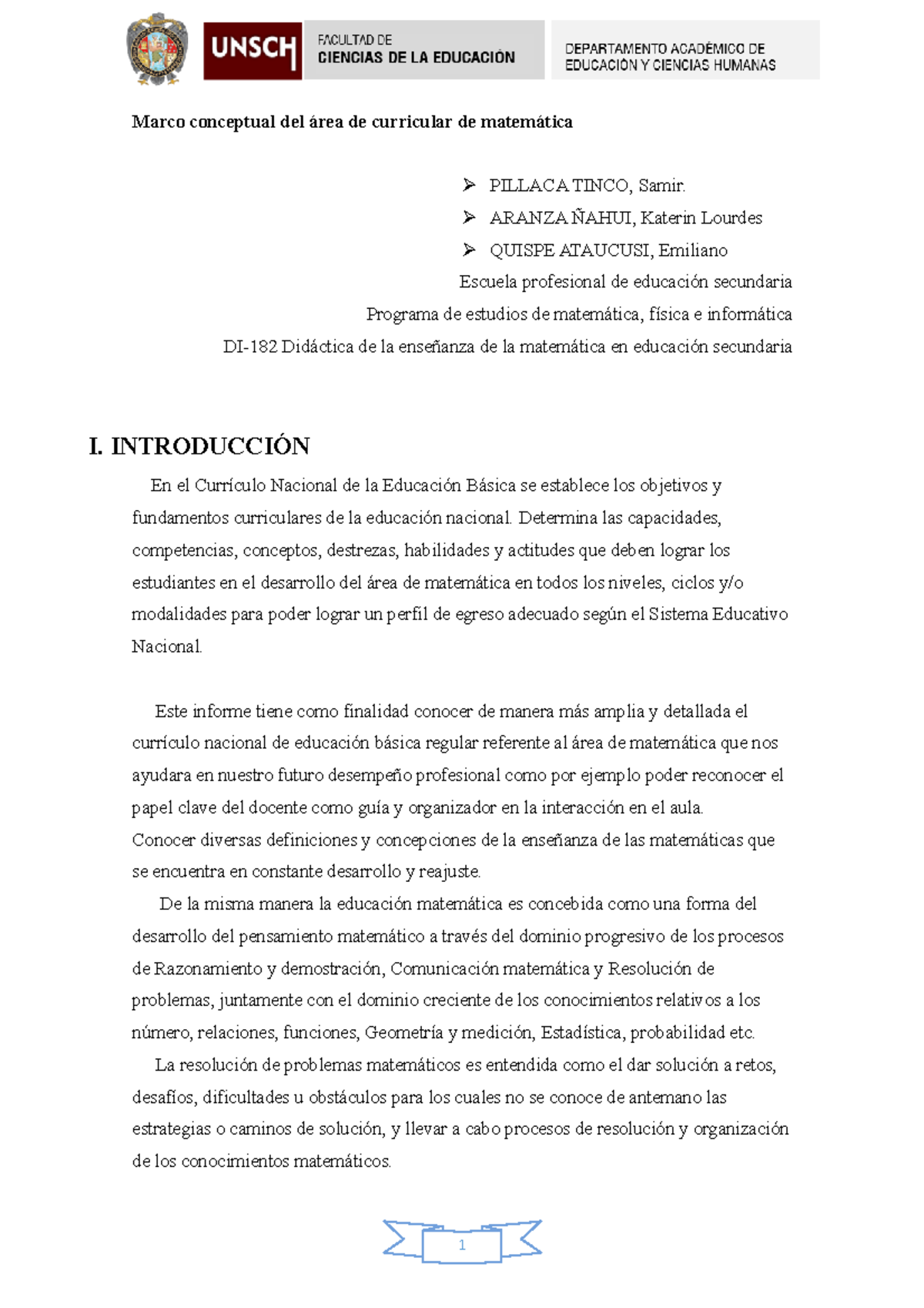 Trabajo de didactica ,mate - Marco conceptual del área de curricular de ...