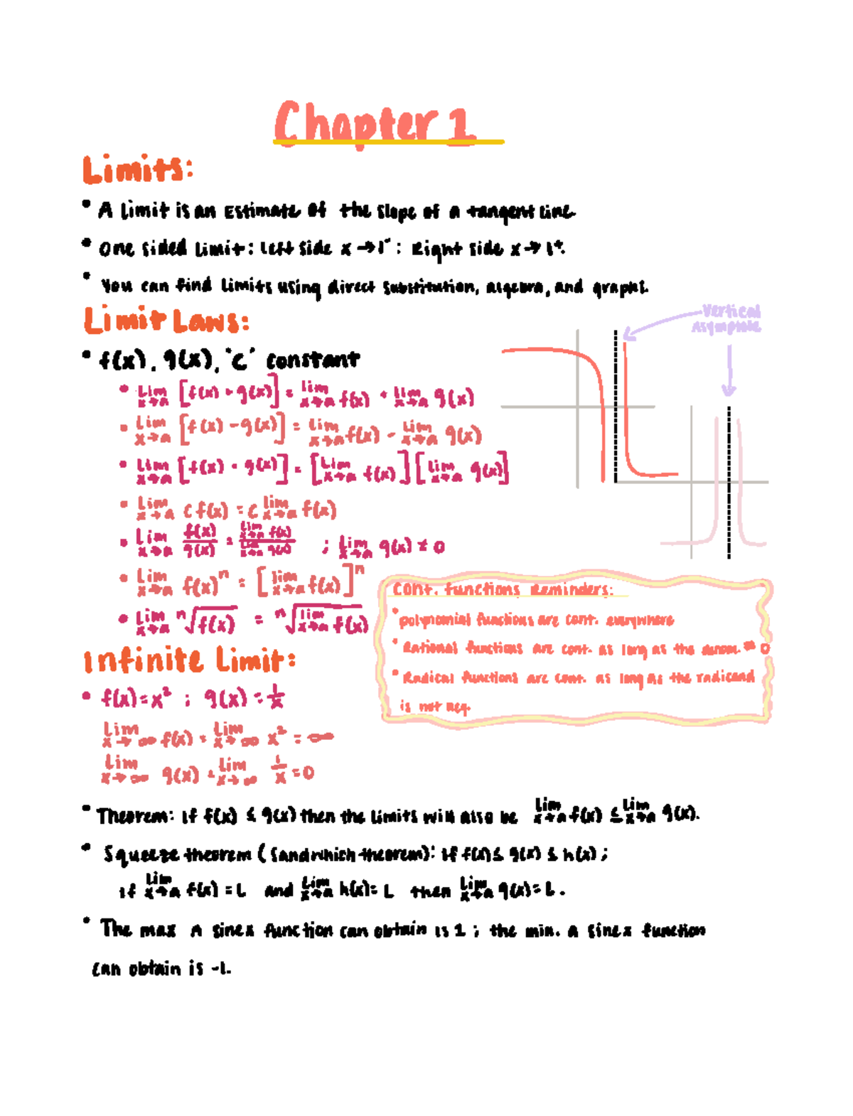 Limits and Derivatives - ####### Chapter 1 Limits A limit is an ...