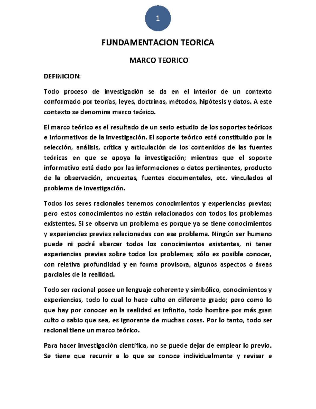 Fundamentacion Teorica - FUNDAMENTACION TEORICA MARCO TEORICO ...