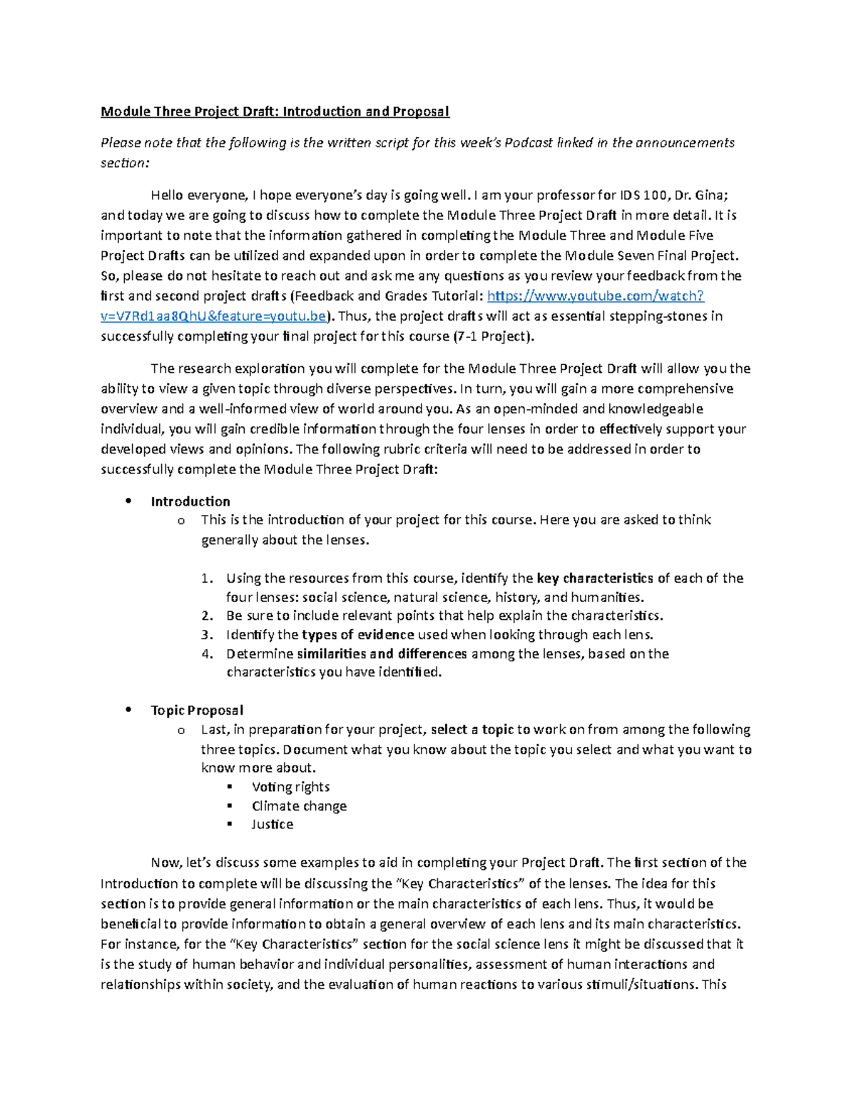 Module Three rough draft project information - Module Three Project ...