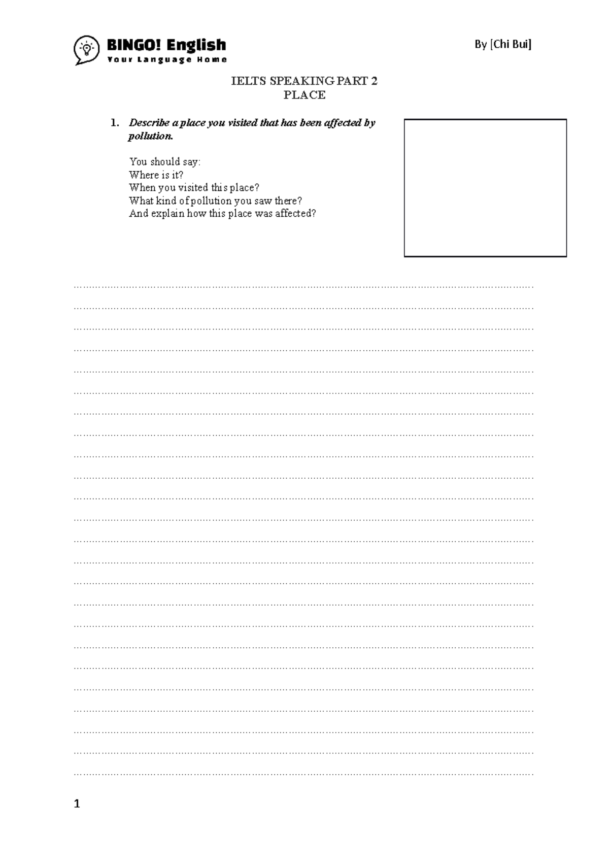 Place-prompt 2 - ielts speaking questions - By [Chi Bui] IELTS SPEAKING ...