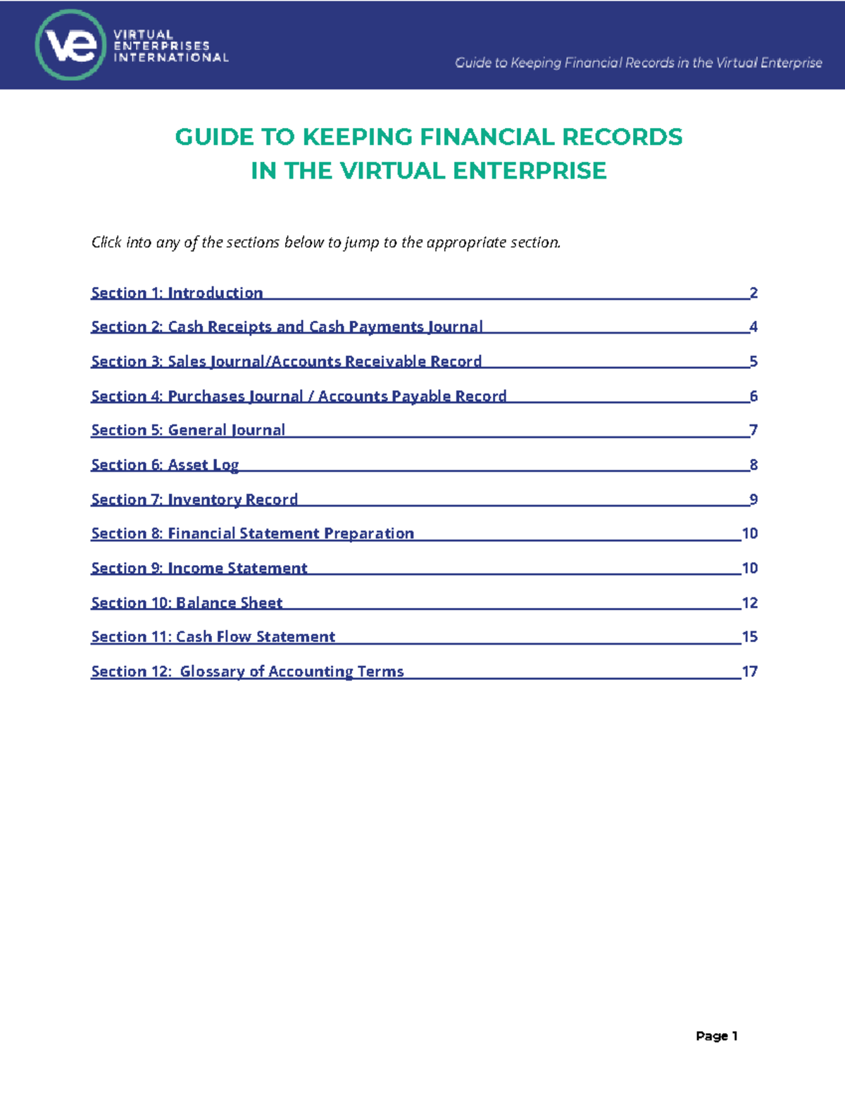 Guide to Keeping Financial Records in the VE - GUIDE TO KEEPING ...