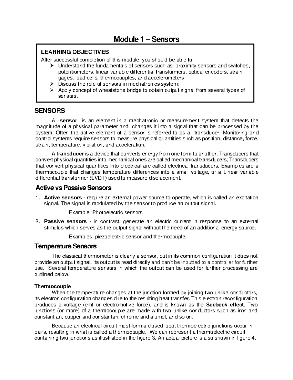 Module-1 - Module-1 - Module 1 – Sensors LEARNING OBJECTIVES After ...