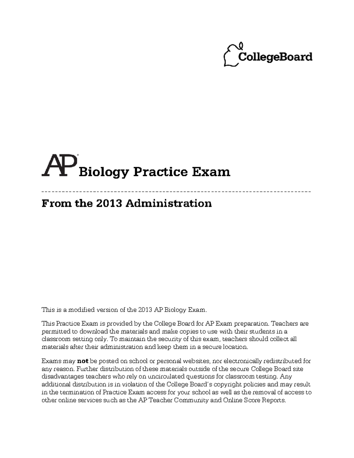 2013 International Practice Exam Biology - Biology Practice Exam ...