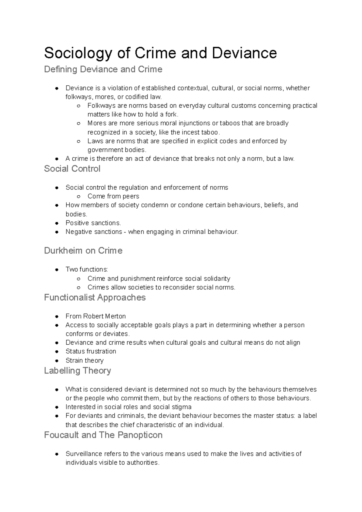 SOCI 1002 - Sociology of Crime and Deviance - Sociology of Crime and ...