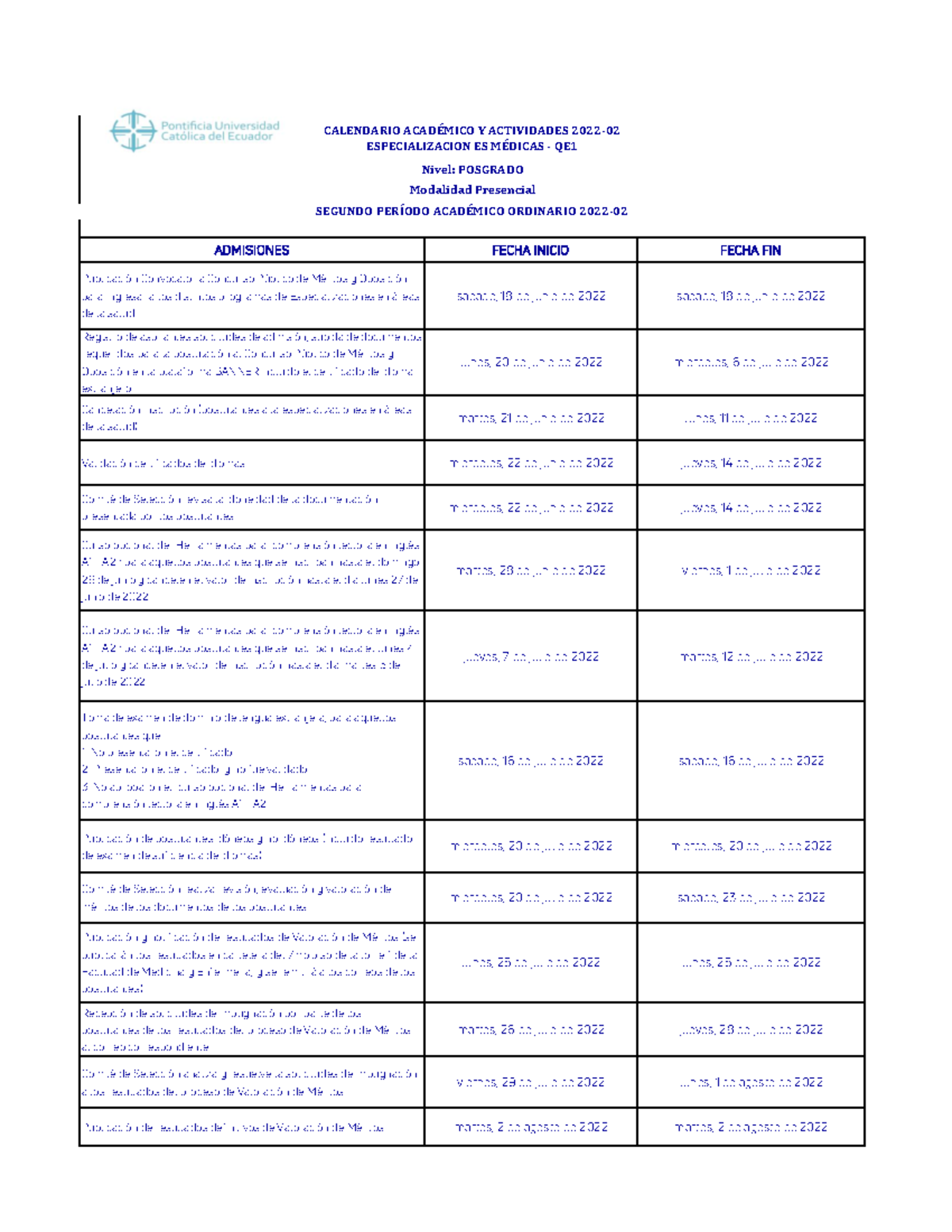 Anexo-01-Calendario Academico convocatoria 2022-02 - ADMISIONES FECHA INICIO FECHA FIN ...