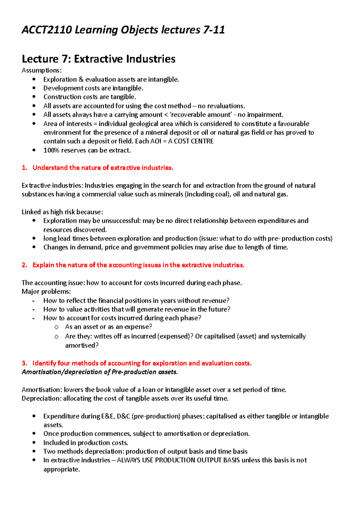 Learning objectives L7-L11 - ACCT2110 Learning Objects lectures 7 ...