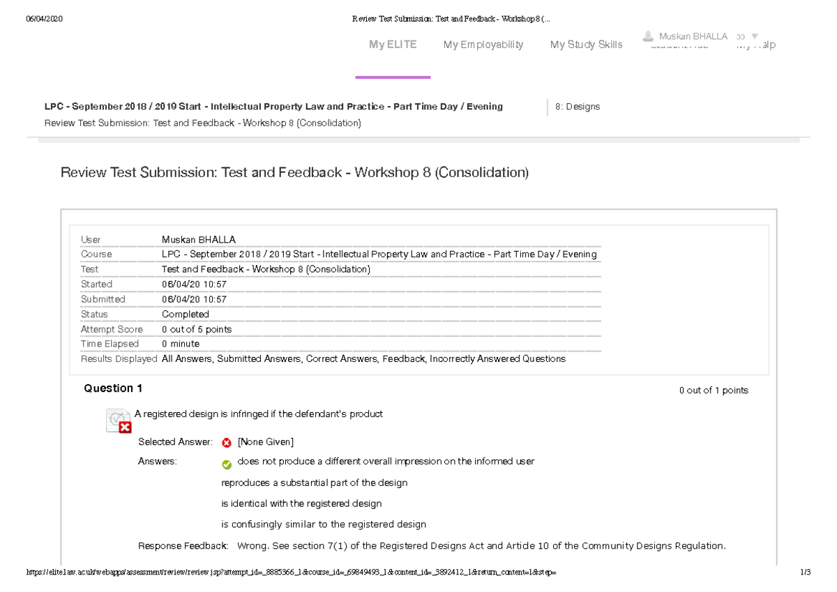 Designs 2 - 06/04/2020 Review Test Submission: Test and Feedback ...