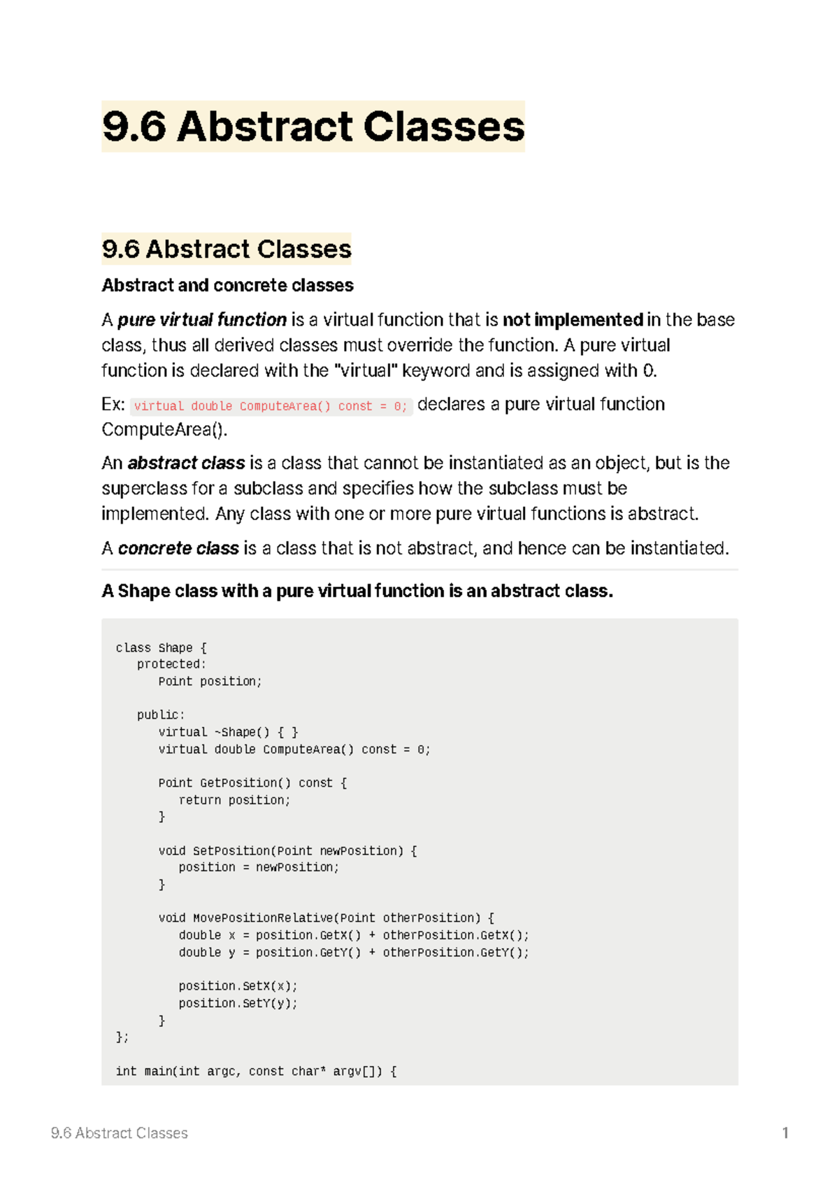 9.6 Abstract classes - 9 Abstract Classes 1 9 Abstract Classes 9 ...