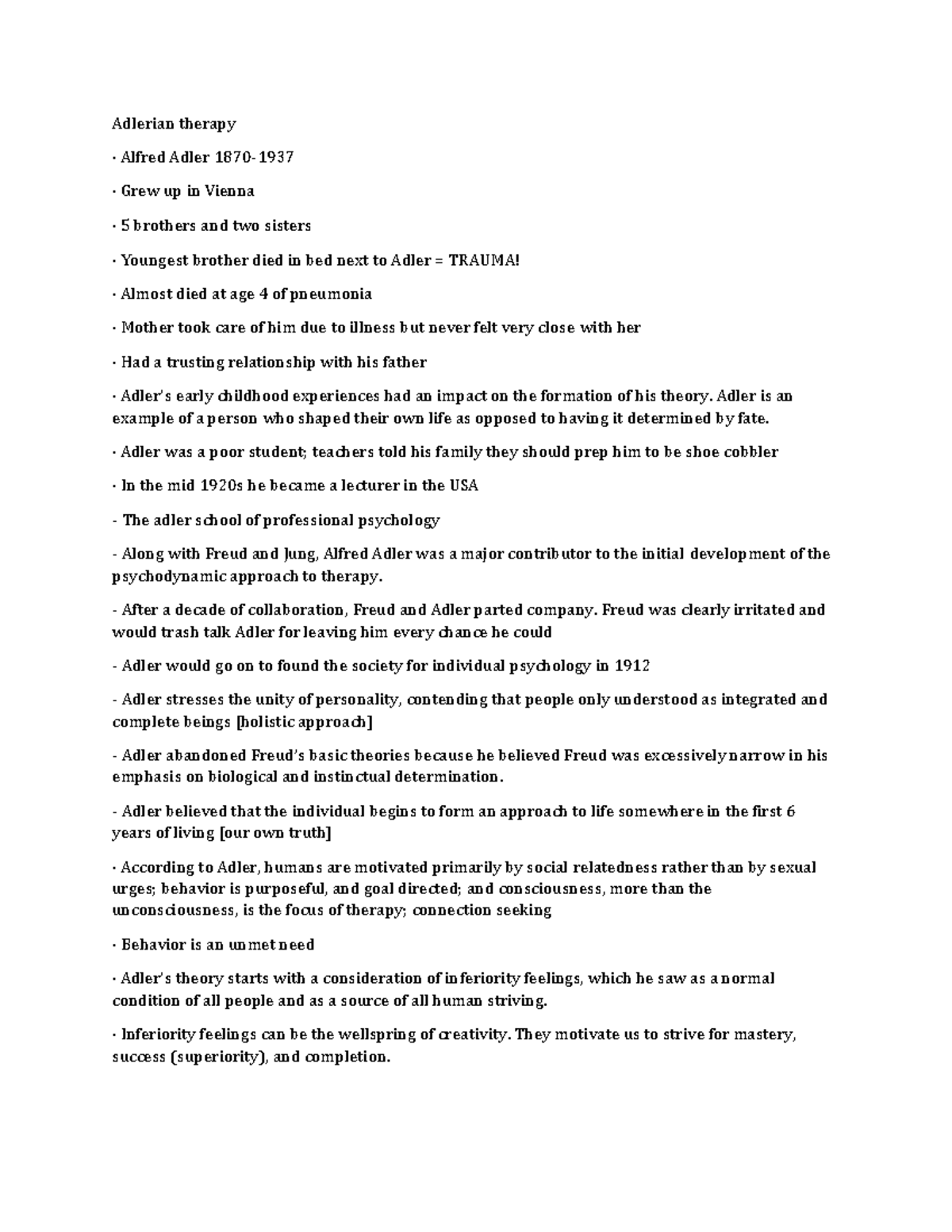 Adlerian therapy - Adler is an example of a person who shaped their own ...