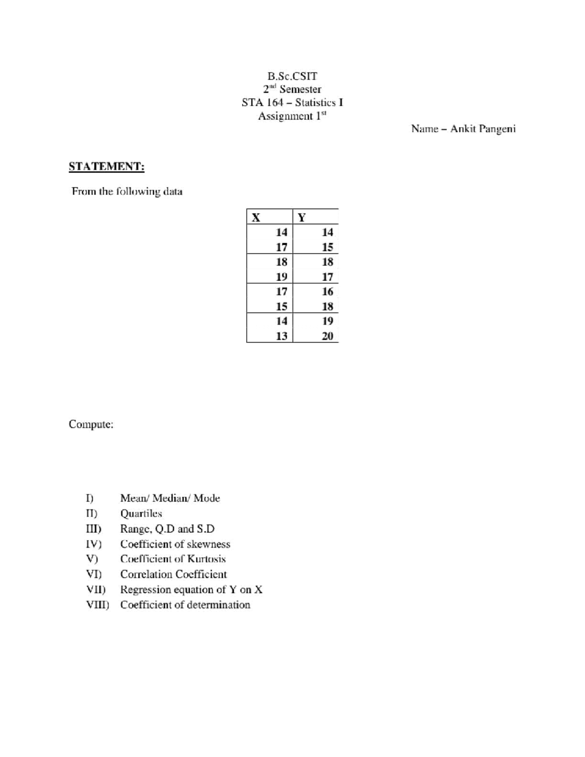 Statistics I Practical Ankit Pangeni - Object Oriented Programming - Studocu
