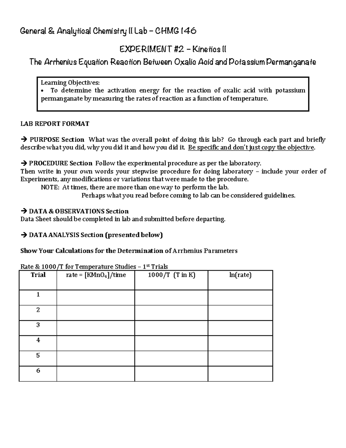 Lab 2 Post Lab Lab 2 Post Lab Assignment Directions General And Analytical Chemistry Ii