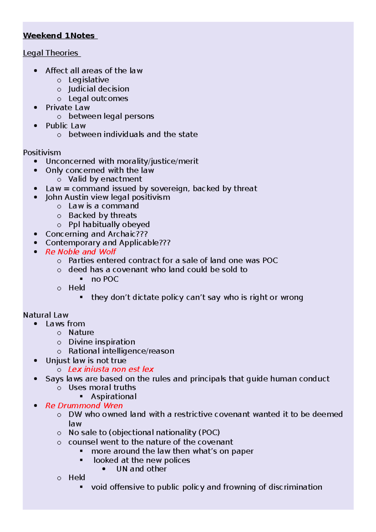 Weekend 1Notes - summaries notes - LAWS77-535 - Bond - Studocu
