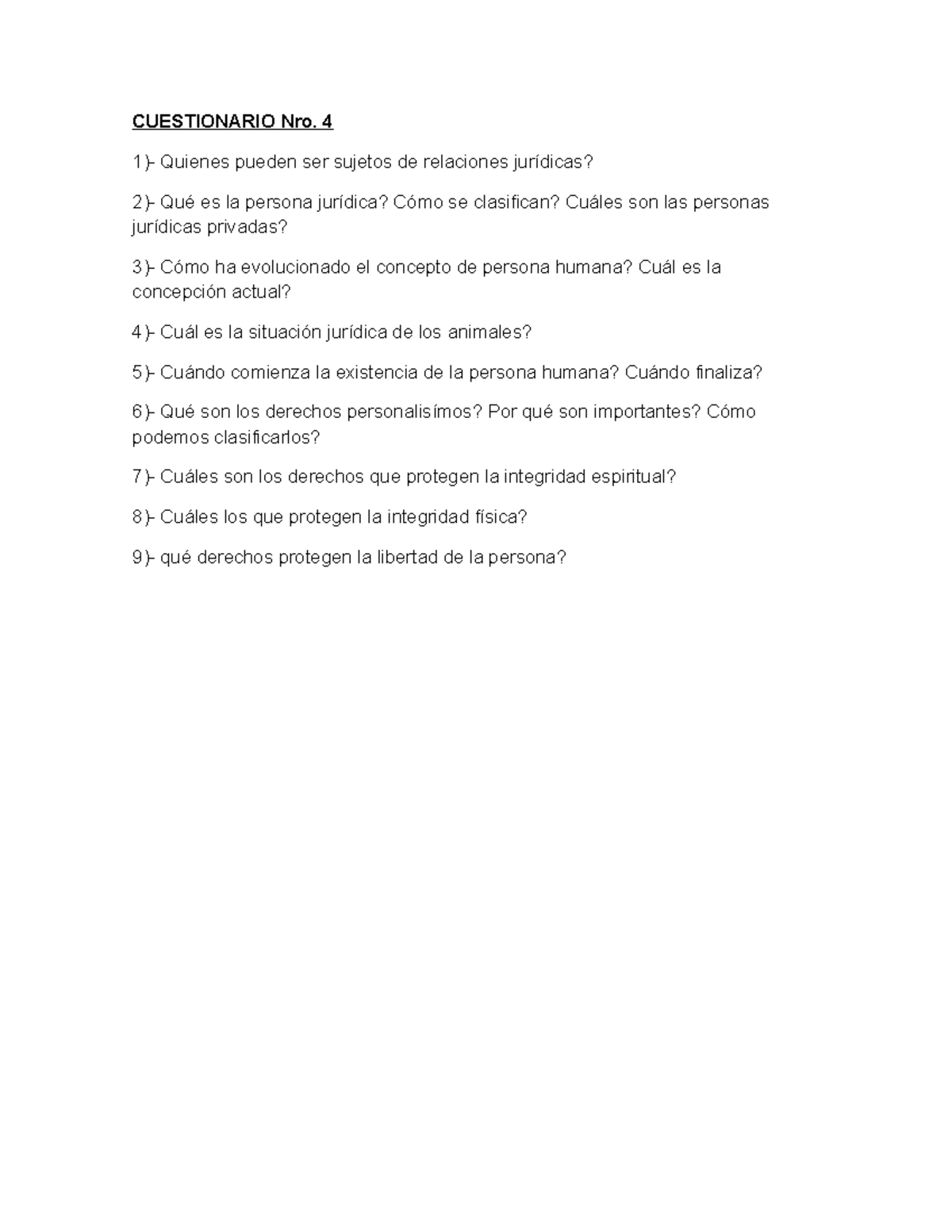 Fundamentos de Derecho Privado - Cuestionario Unidad Nro 4 ...