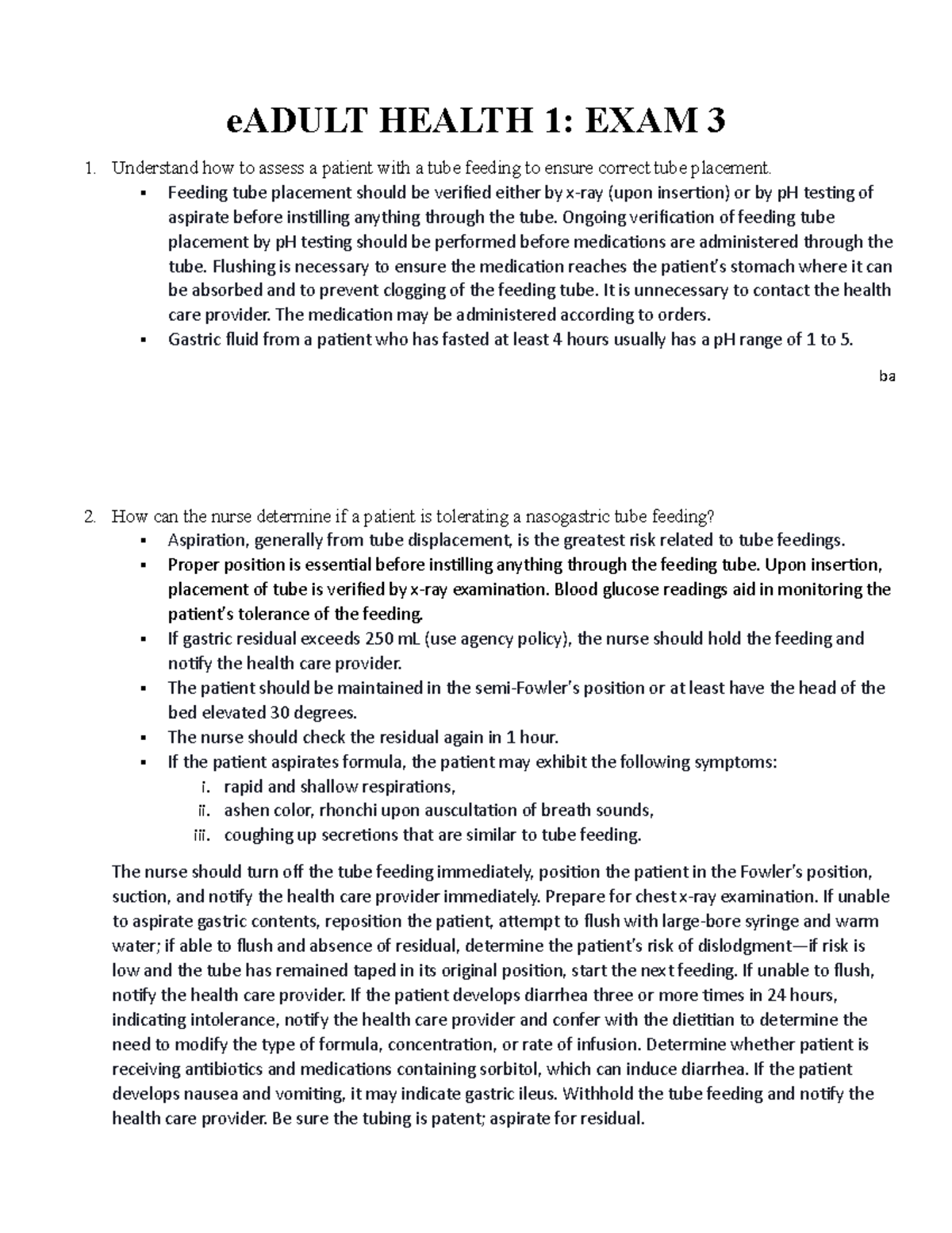 EXAM 3 Study Guide - dr. will - eADULT HEALTH 1: EXAM 3 Understand how ...