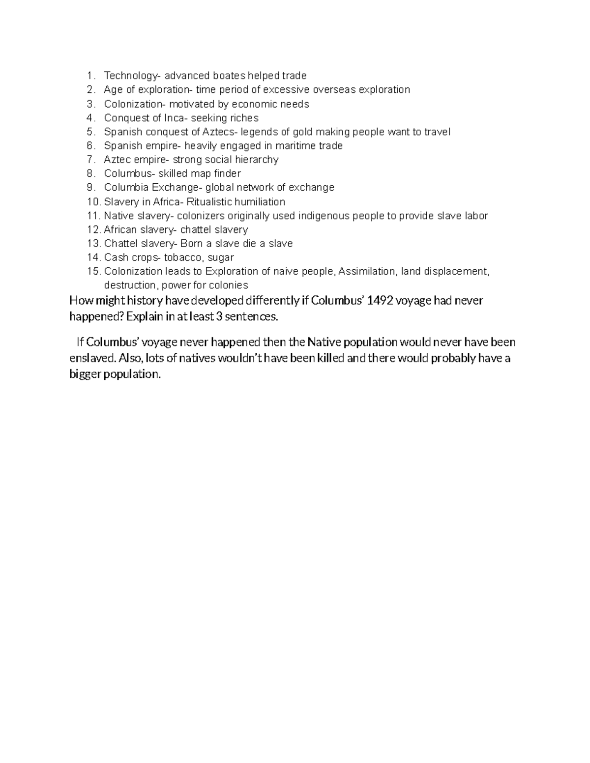 Unit 3 top 15 - US History main points of a unit - Technology- advanced ...