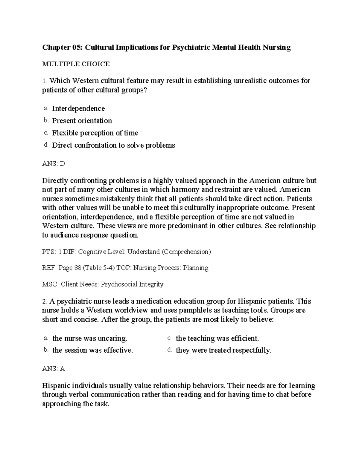 Copy of Chapter 05 Cultural Implications for Psychiatric Mental Health ...