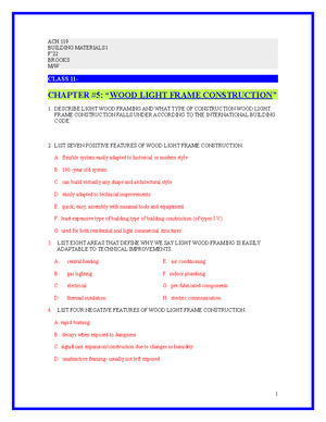 Building Materials l- Chapters 6 and 7 Open Outline - ACH 119 BUILDING ...