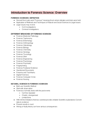 Forensic Science - Lecture notes 1-15 - Chapter 1- Intro to Forensic ...
